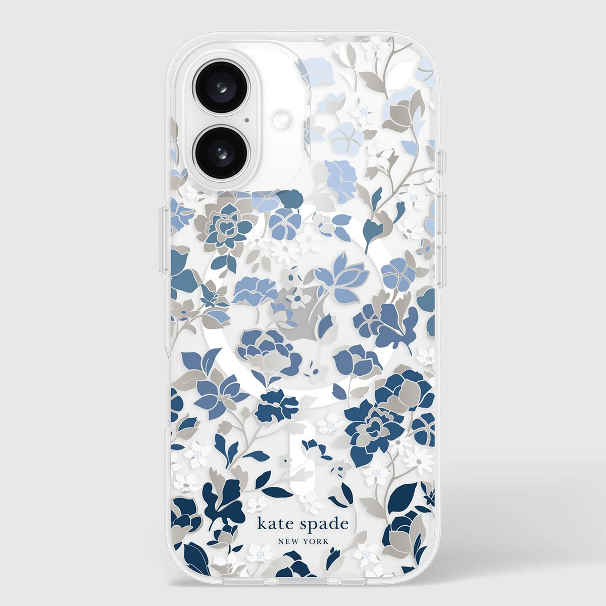 Kate Spade Flowerbed Blue MagSafe Case for iPhone 16 Standard Clear