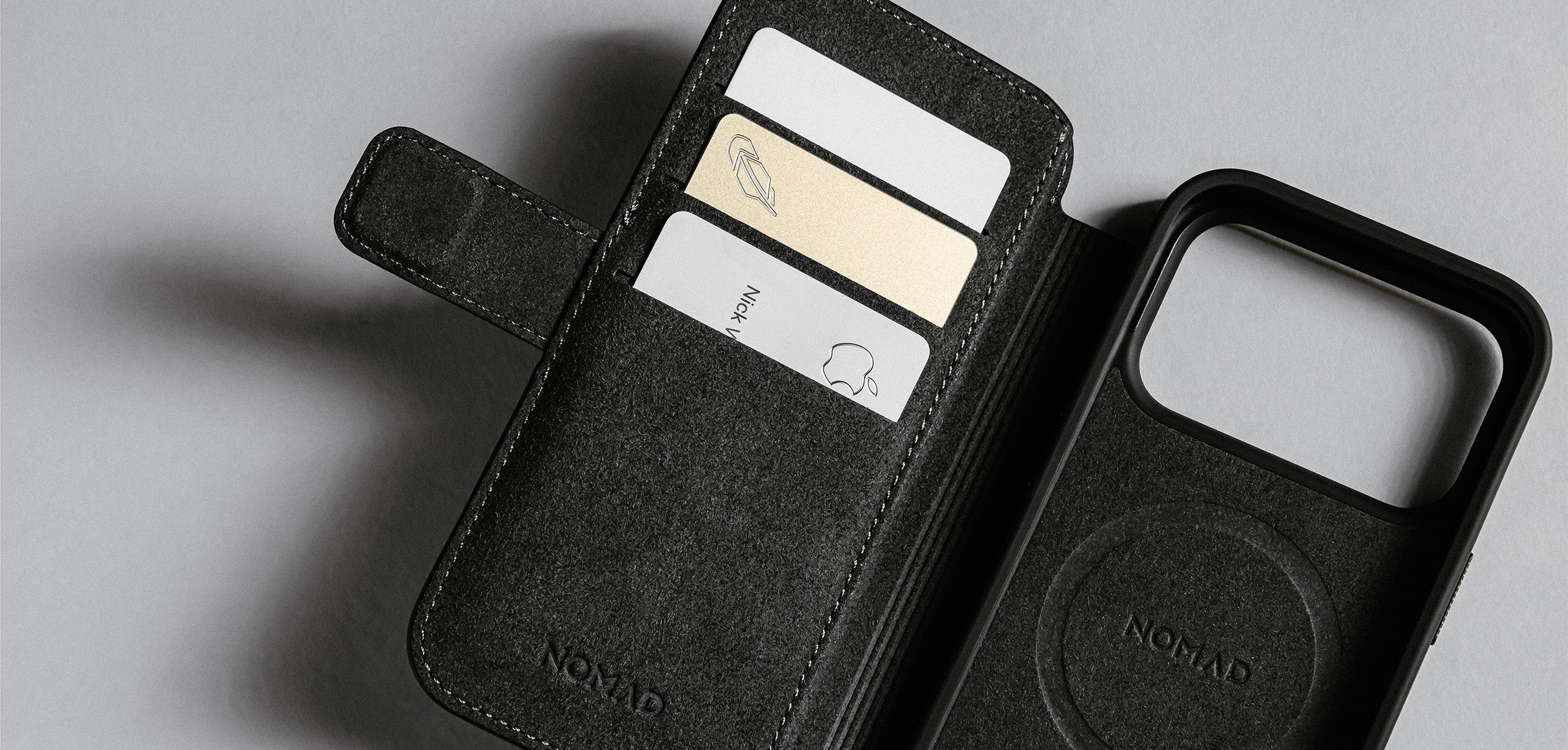 Nomad Modern Leather Folio MagSafe Case iPhone 17 Pro – Black – Mastershop Pty Ltd