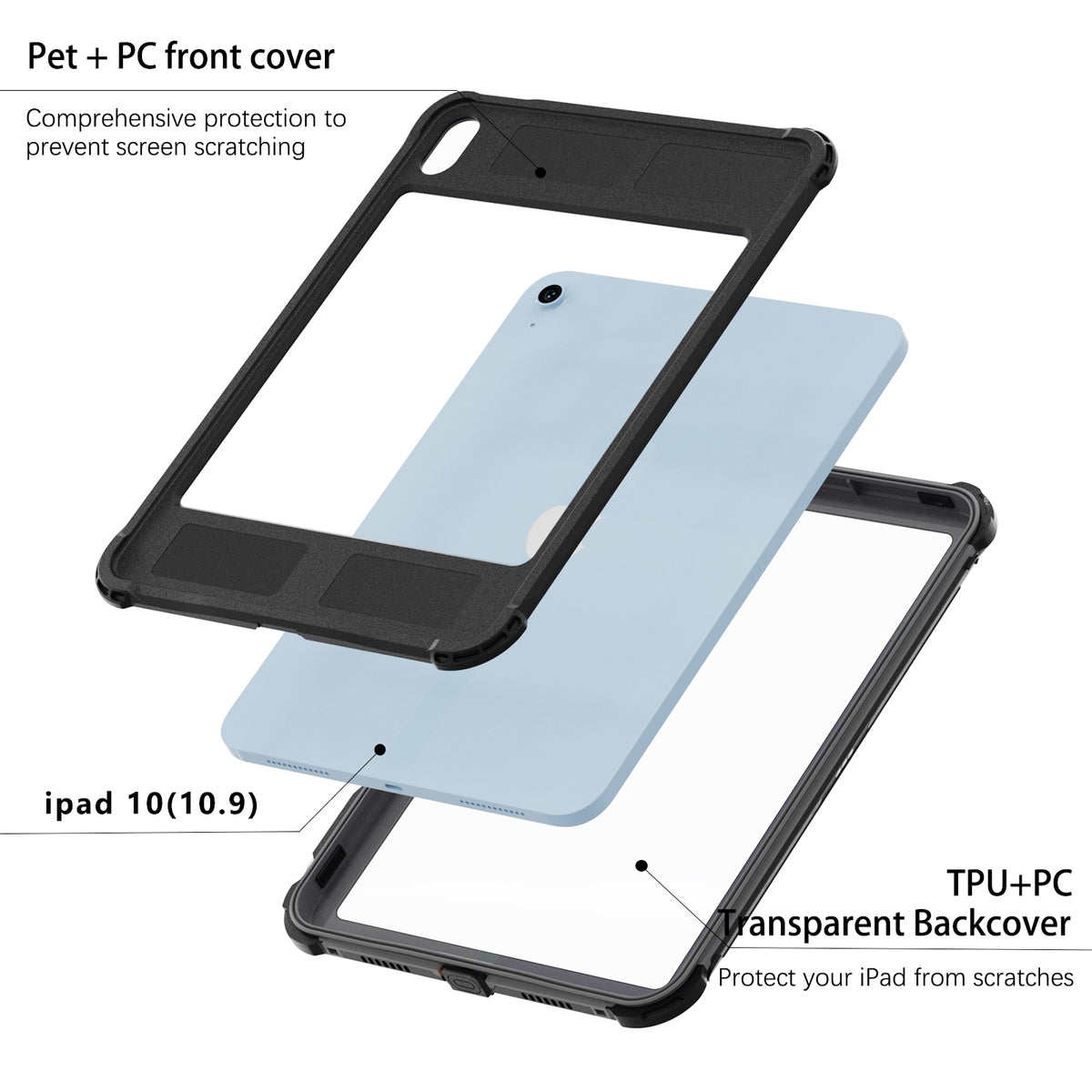 Rugged & Waterproof Protective Case iPad 10th / 11th Gen 10.9 inch - B